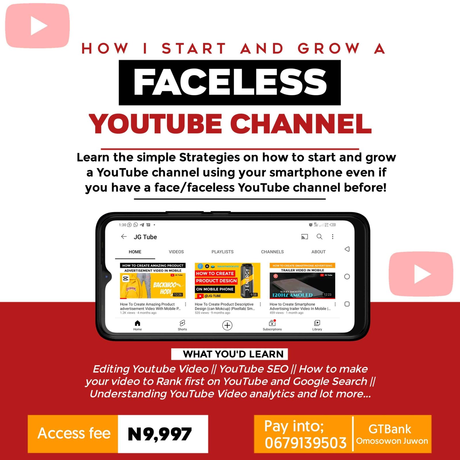 Faceless YouTube Channel Course - Omosowon Juwon